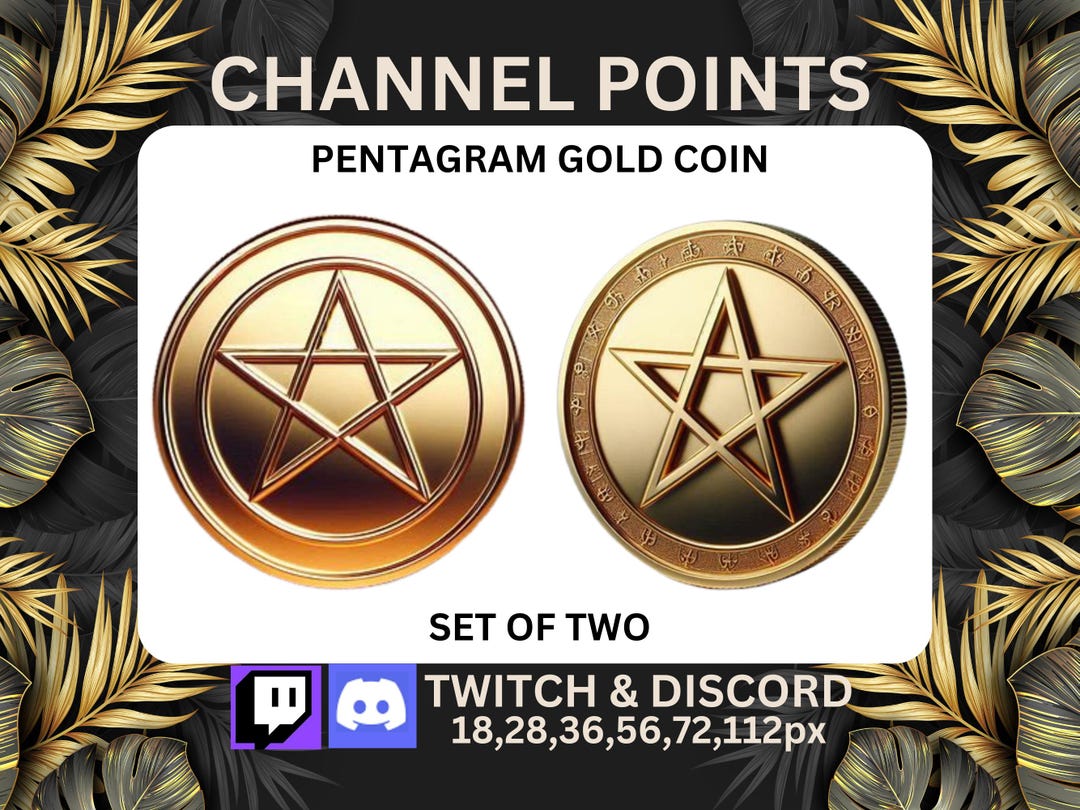 Pentagram Gold Coin Channel Points Twitch Discord Kick Sub Bit Badges ...