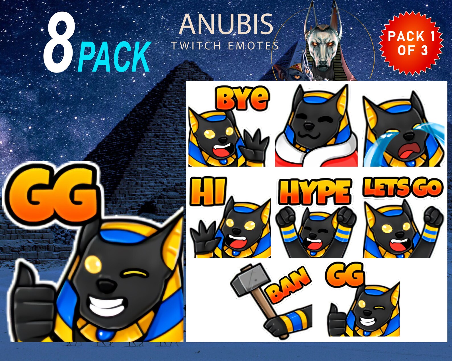 Twitch Anubis Emotes, God of the Dead, Sub Emotes, Discord Emotes ...