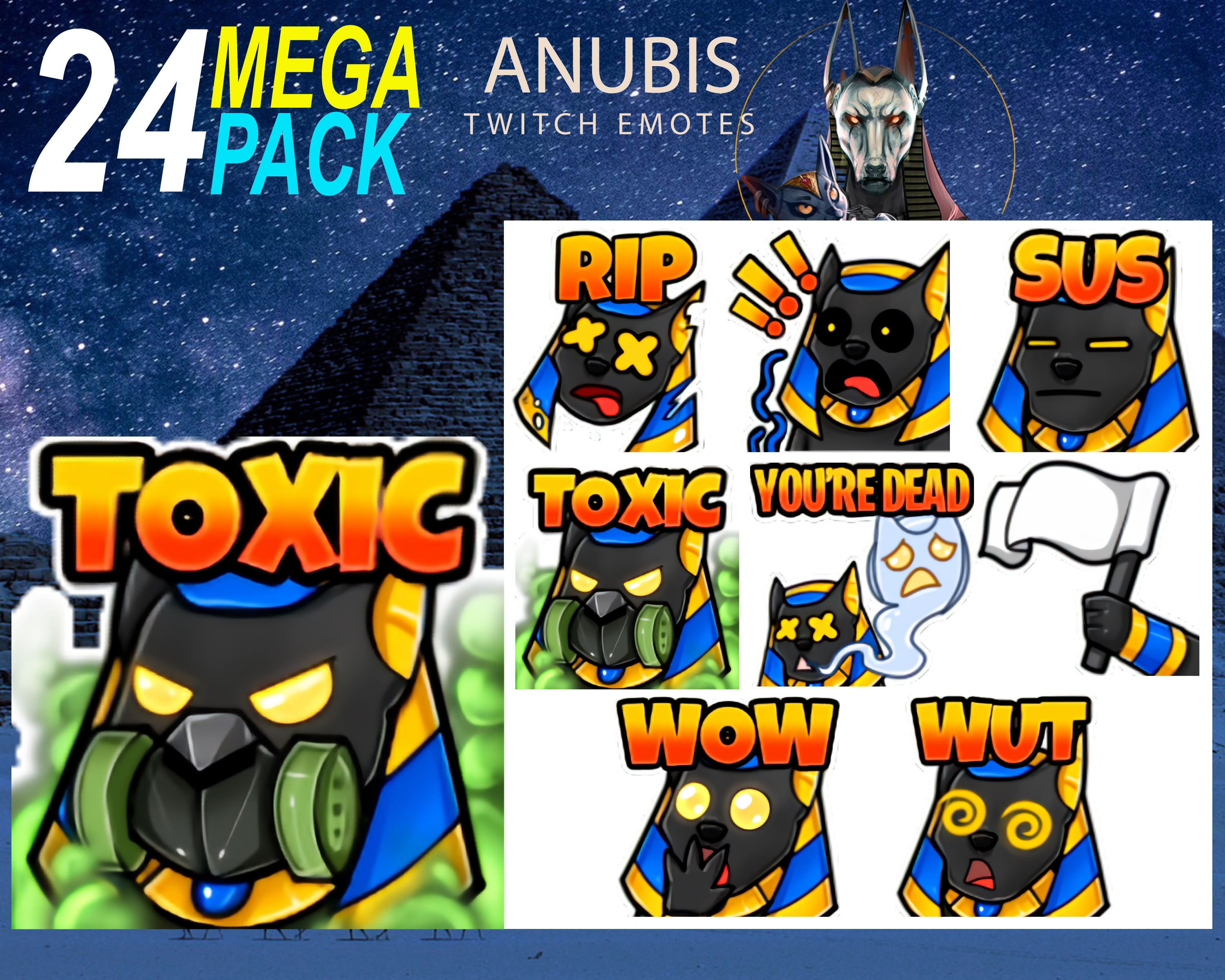 Twitch Anubis Emotes, God of the Dead, Sub Emotes, Discord Emotes ...