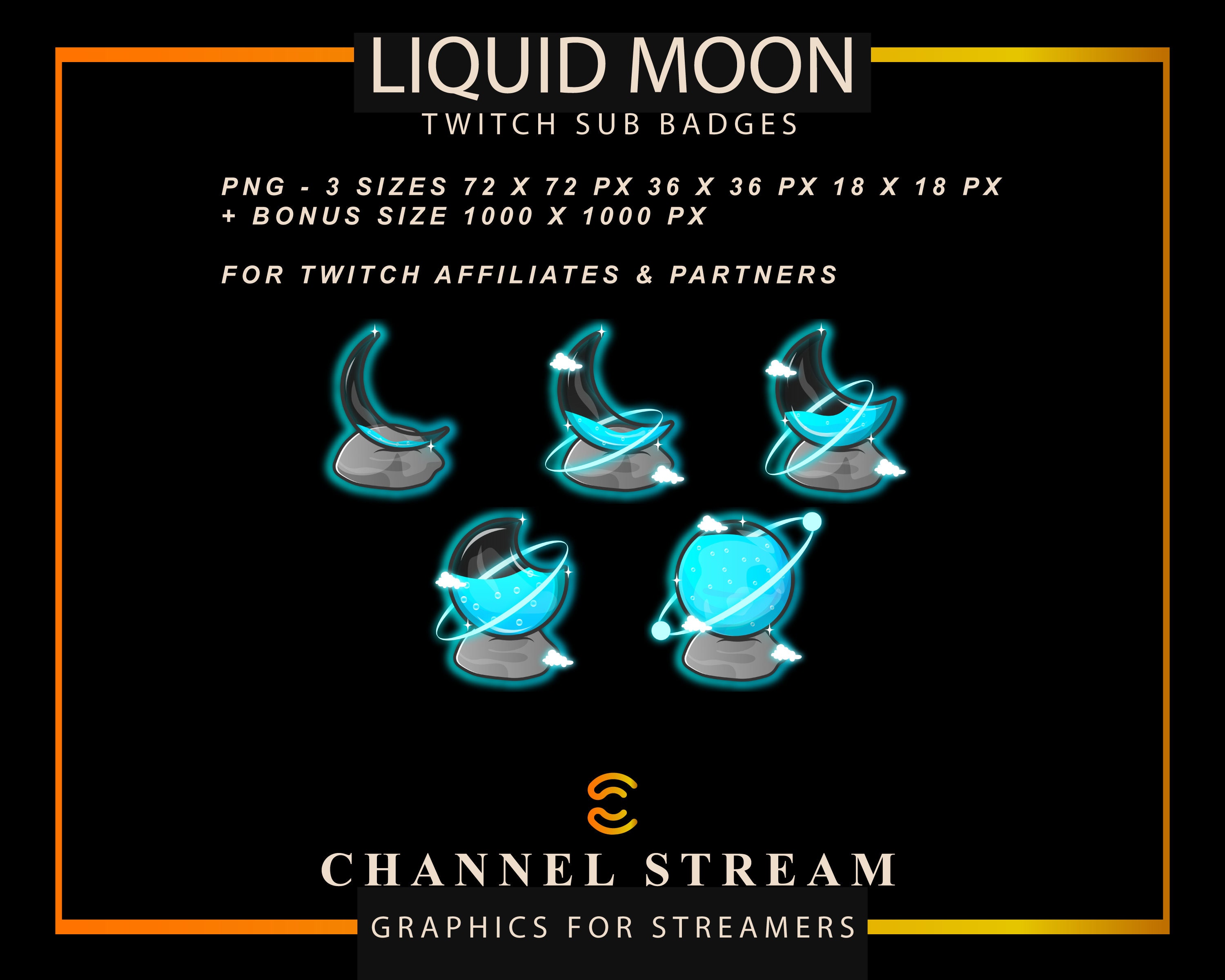 Liquid Moon Bottle Sub Badges, Moon Sub Badges, Liquid Bottle Sub ...