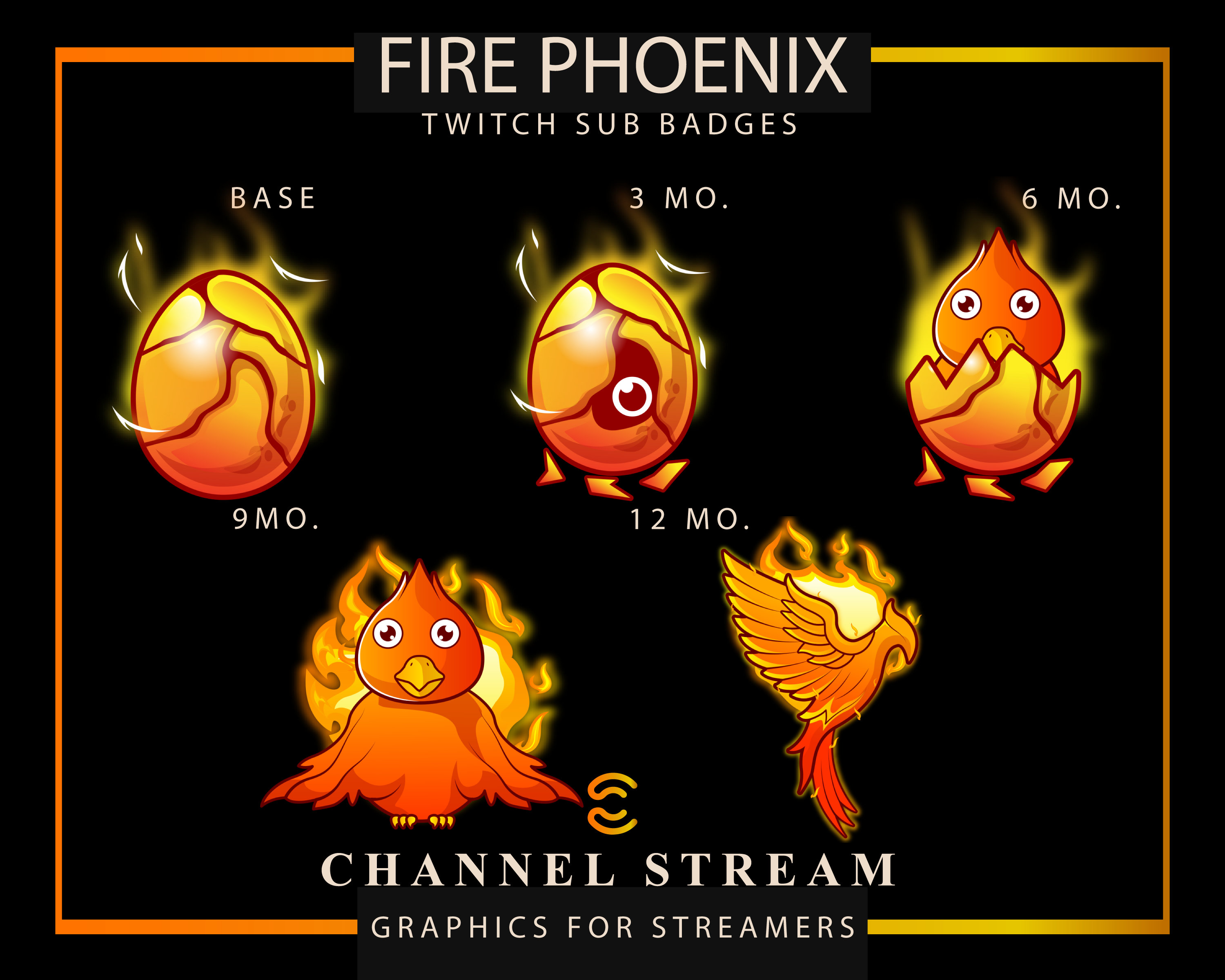 Phoenix Sub Badges, Fire Phoenix Sub Badges, Discord Sub Badges, Twitch ...