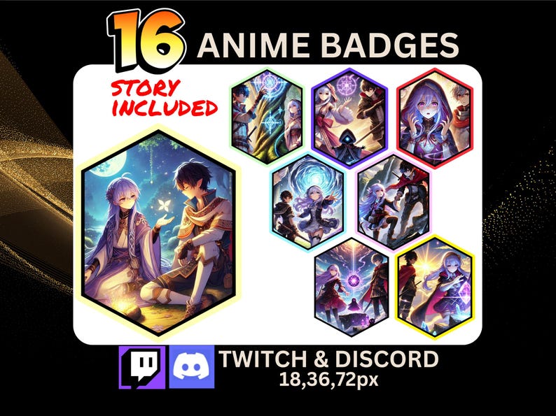 16 Anime Badges Twitch Discord Kick Sub Bit Badges Japanese Emotes ...