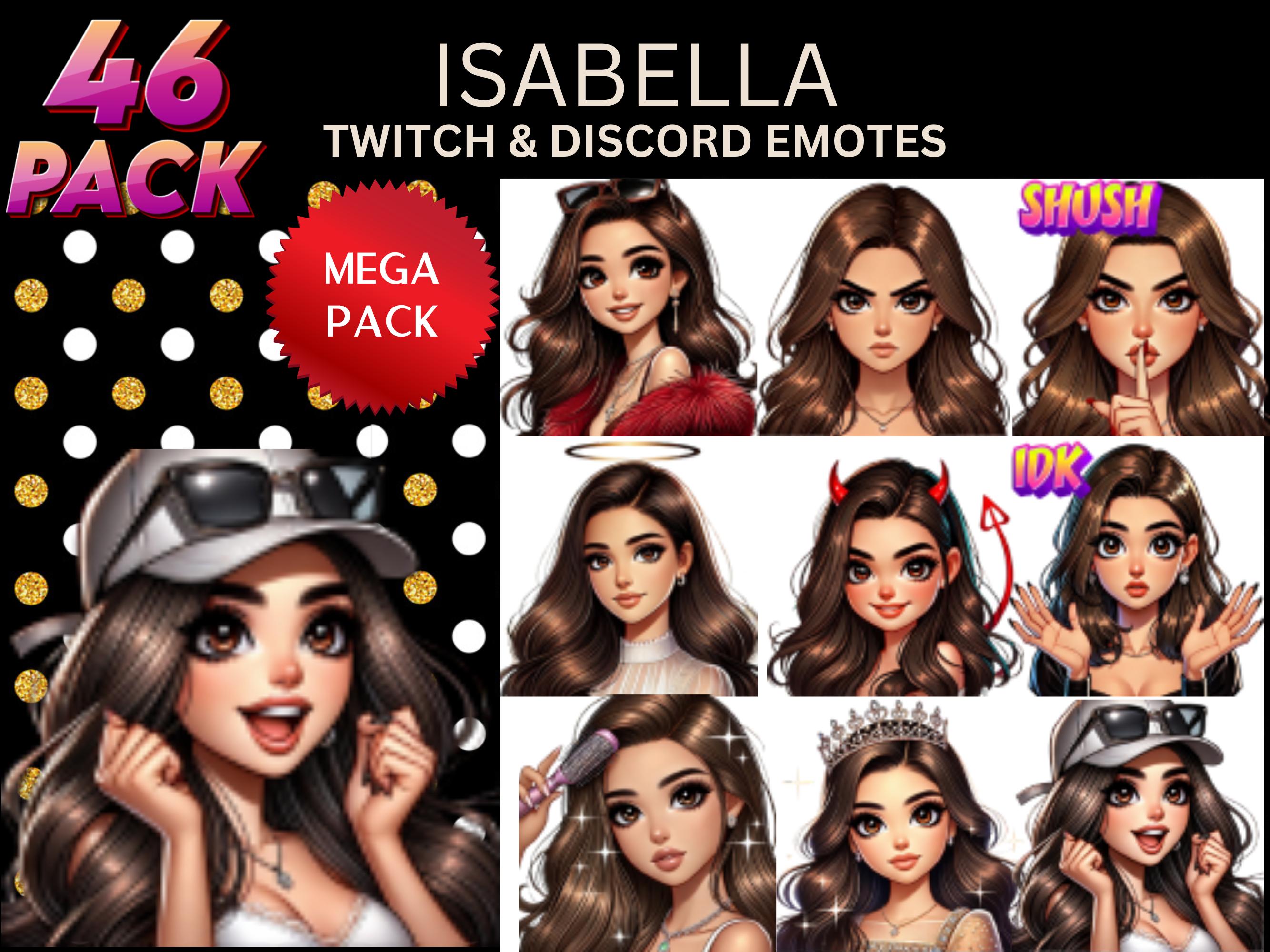 46 Twitch Female Emotes, Mega Pack, Isabella, Twitch Girl Emote, Sub ...