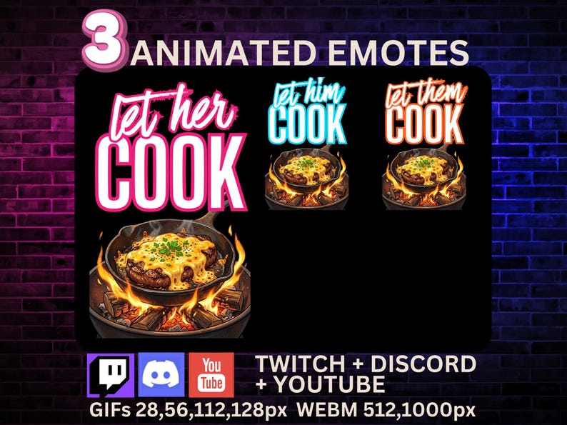 3 Animated Emotes: Let Her, Him, Them Cook (digital Download) - Etsy