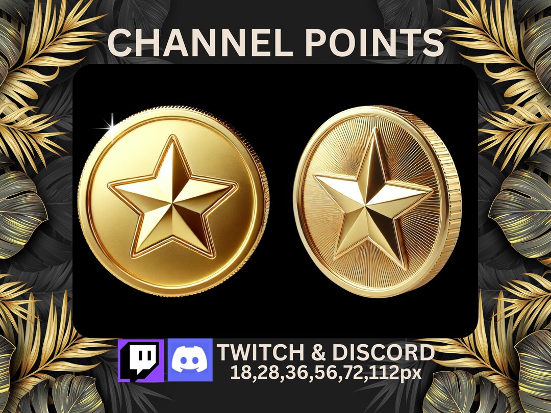 Star Gold Coin Channel Points Twitch Discord Kick Sub Bit Badges Emotes ...
