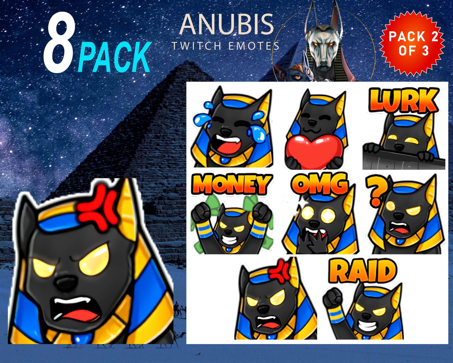 Twitch Anubis Emotes, God of the Dead, Sub Emotes, Discord Emotes ...