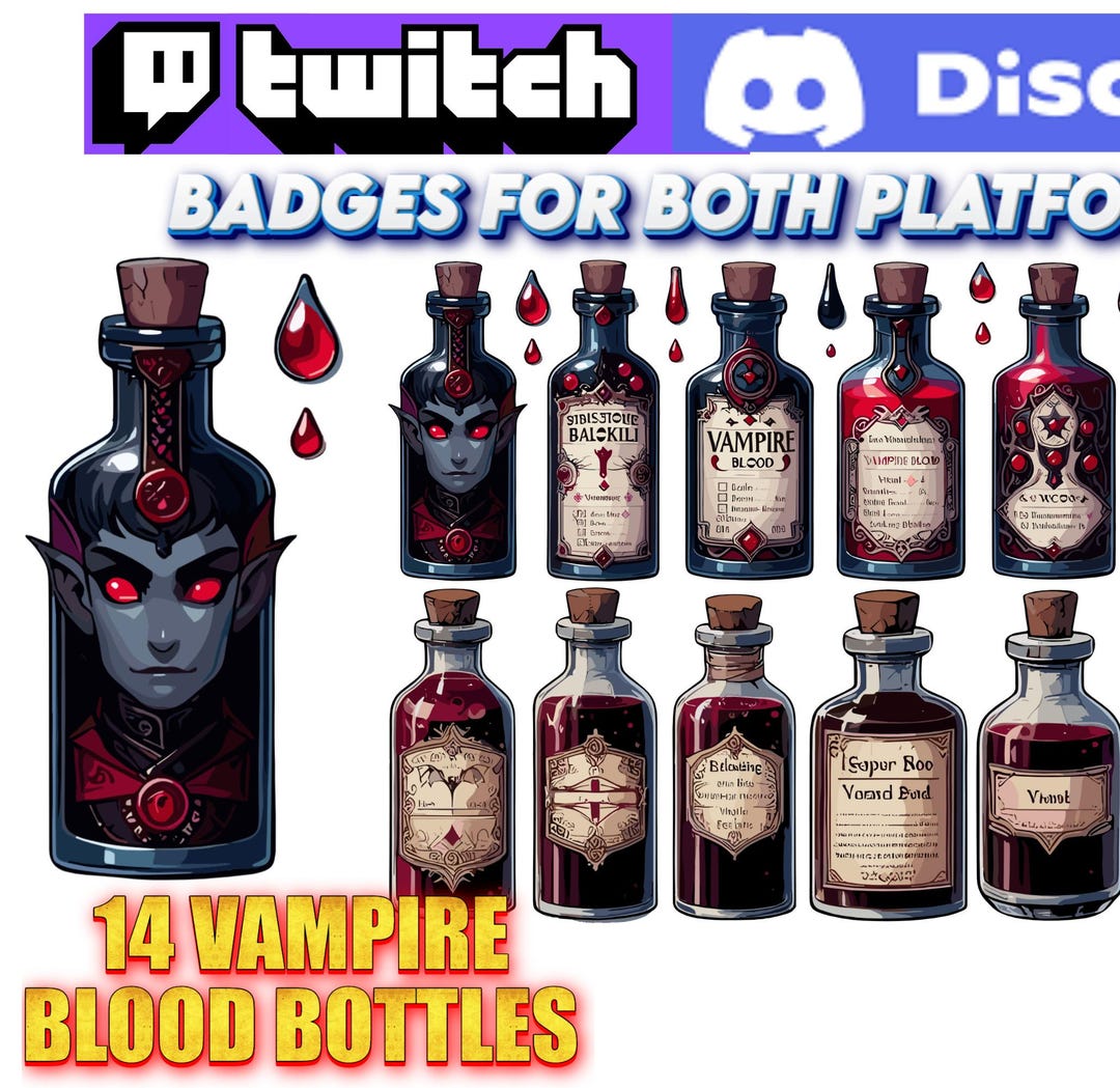 Vampire Blood Badges Twitch Discord Kick Sub Bit Badges Gothic Emotes ...