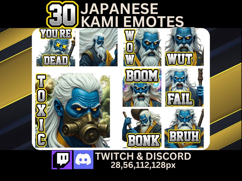 30 Japanese Kami Emotes Deities Twitch Discord Kick Sub Bit Badges ...