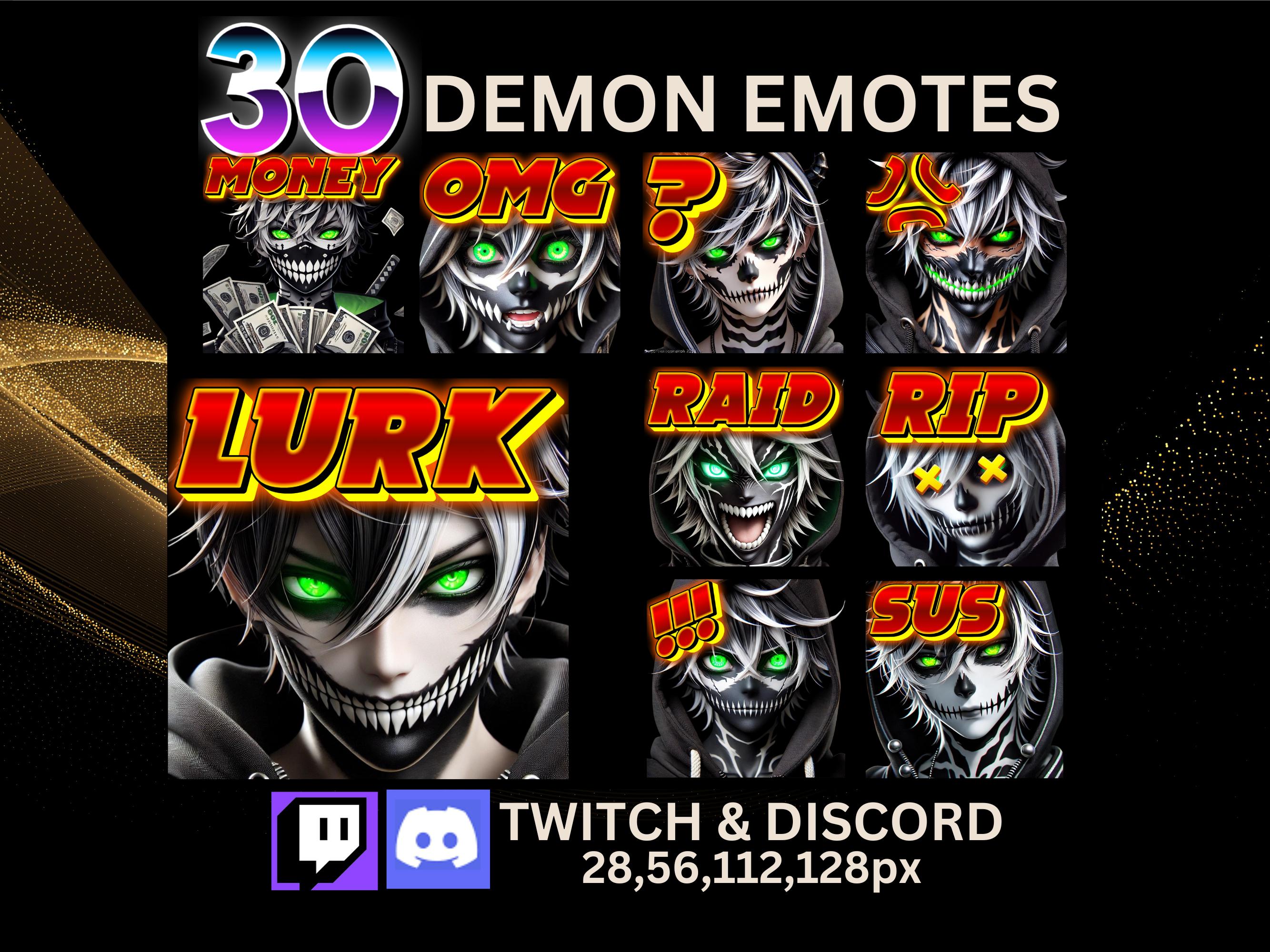 30 Demon Emotes Twitch Discord Kick Sub Bit Badges Emojis Emotes ...