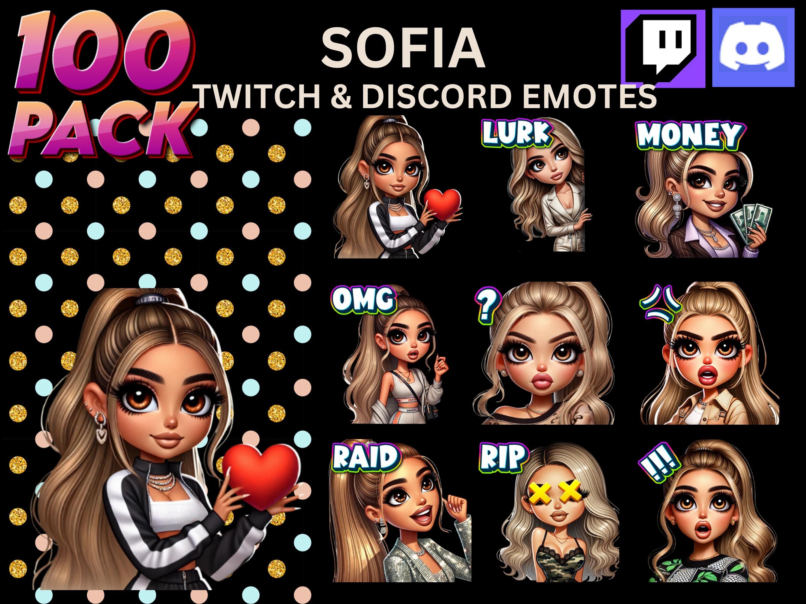 100 Female Emotes Girl Emote Twitch Discord Kick Sub Bit Badges Emojis ...