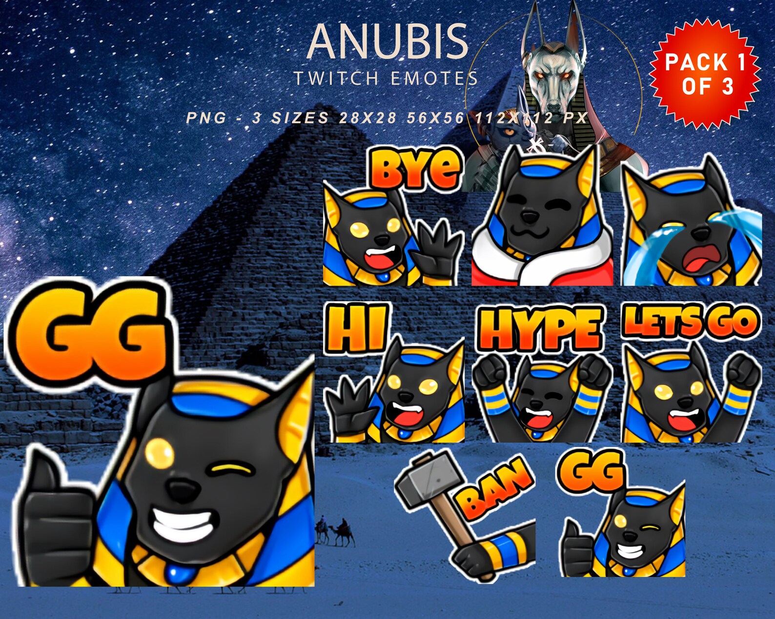 Twitch Anubis Emotes, God of the Dead, Sub Emotes, Discord Emotes ...
