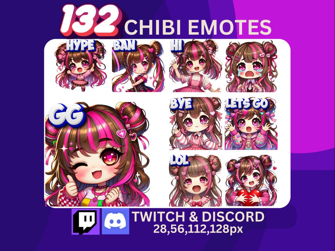 132 Female Emotes Girl Emote Twitch Discord Kick Sub Bit Badges Emojis ...