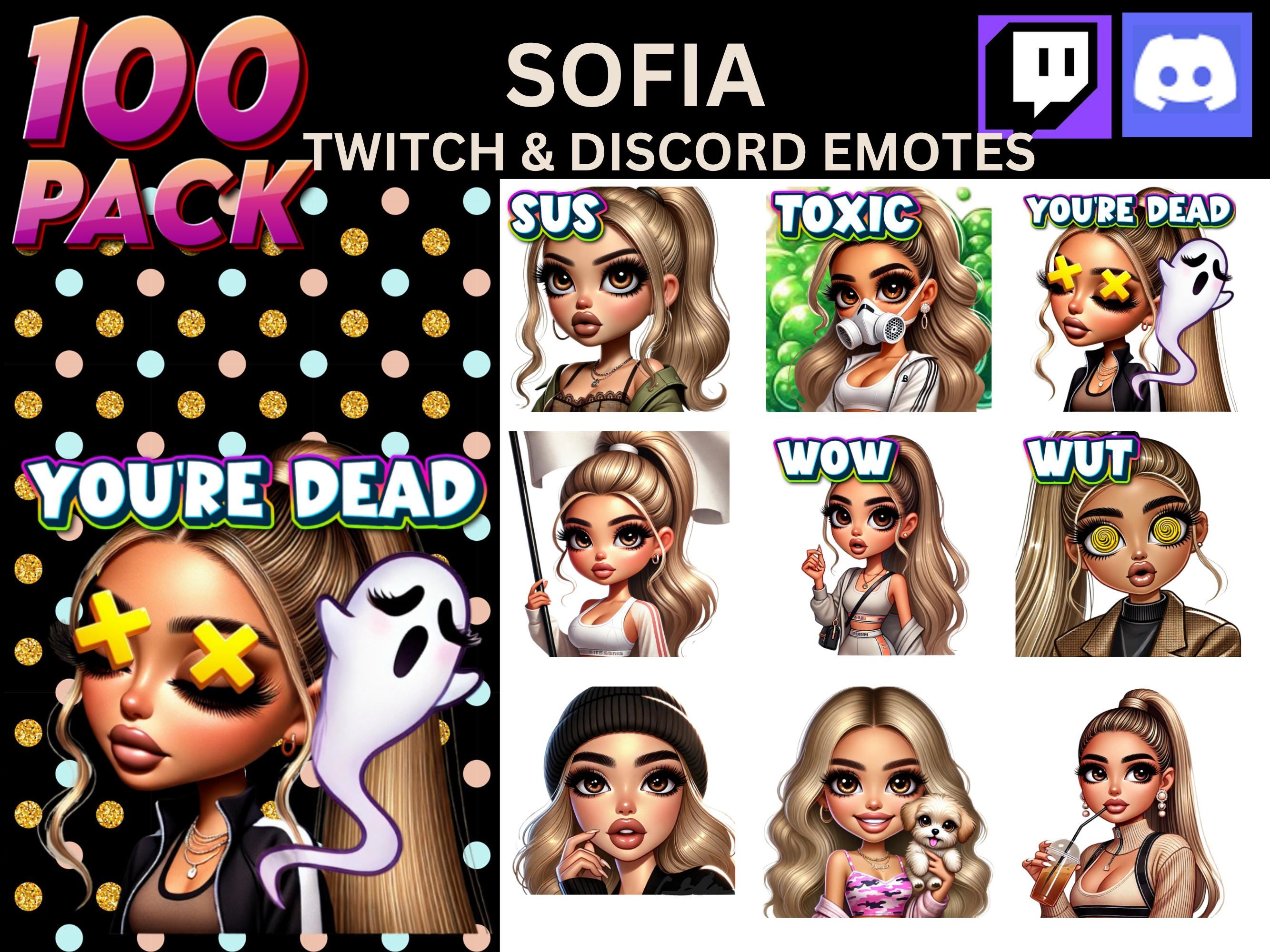 100 Female Emotes Girl Emote Twitch Discord Kick Sub Bit Badges Emojis ...