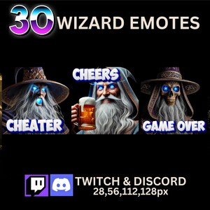 30 Wizard Emotes Twitch Discord Kick Sub Bit Badges Emojis Emotes ...