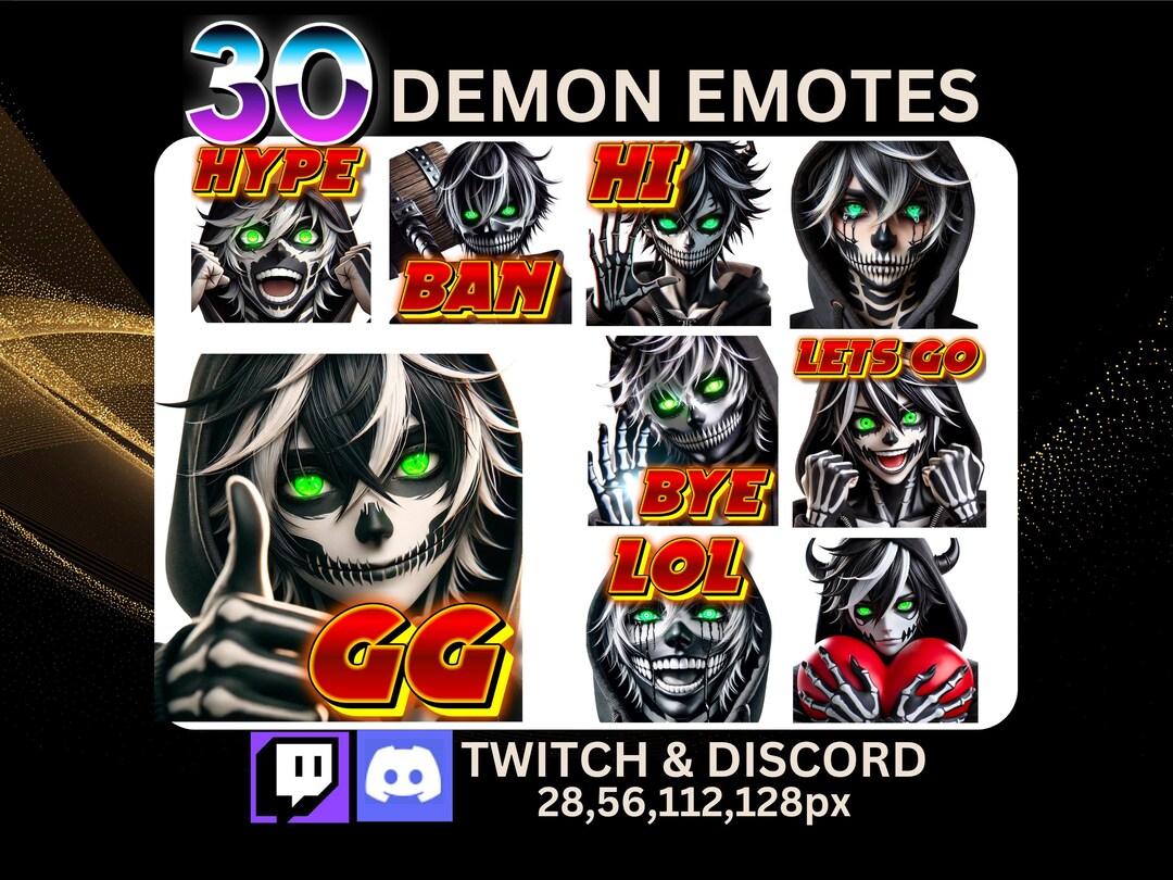 30 Demon Emotes Twitch Discord Kick Sub Bit Badges Emojis Emotes ...