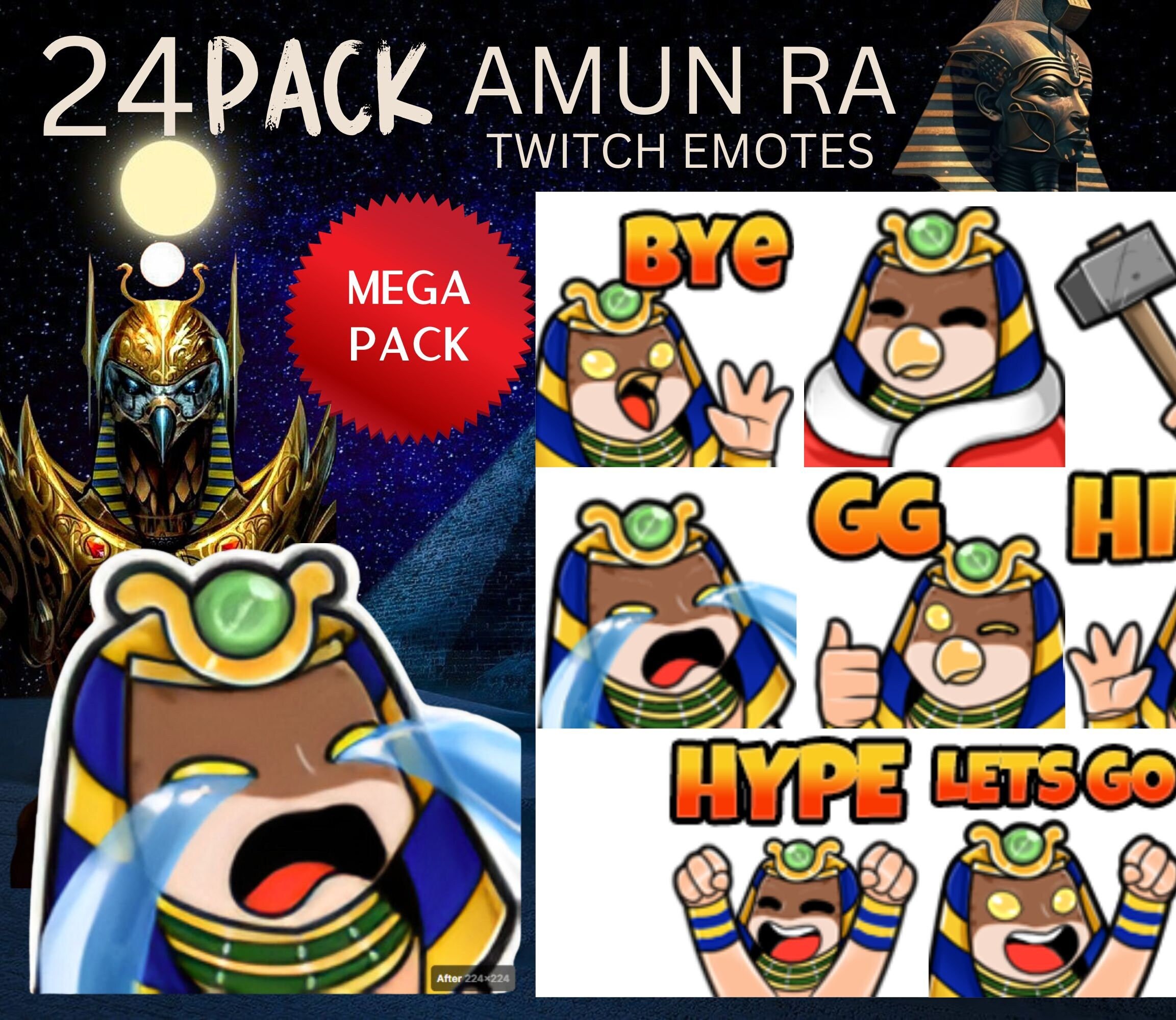 Twitch Amun Ra Emotes, Sun God , Sub Emotes, Discord Emotes, Twitch ...