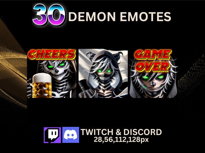 30 Demon Emotes Twitch Discord Kick Sub Bit Badges Emojis Emotes ...