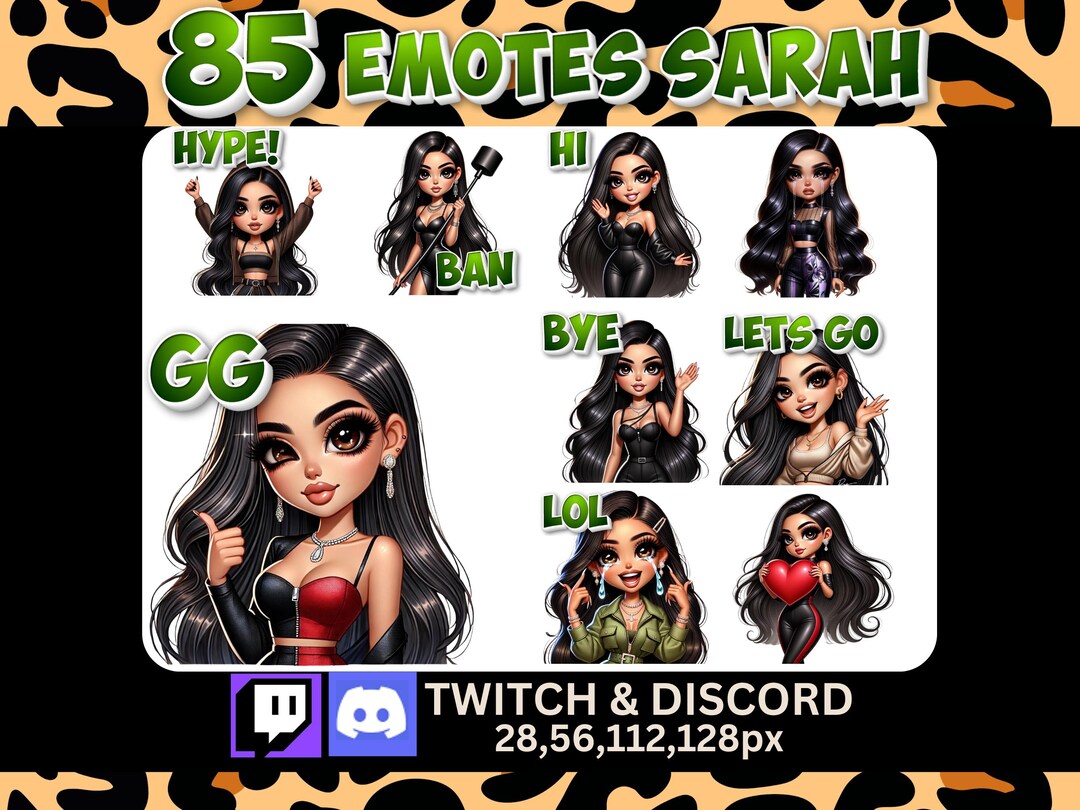 85 Sarah Female Emotes Girl Emote Twitch Discord Kick Sub Bit Badges ...