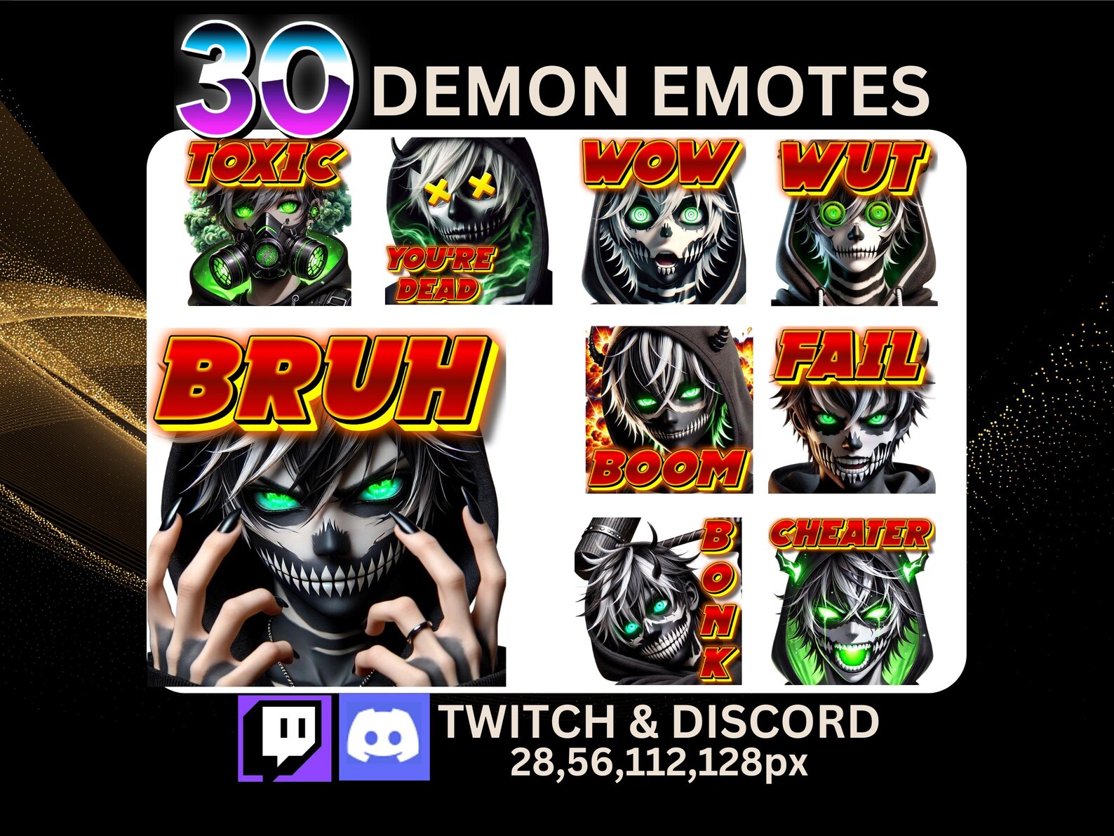 30 Demon Emotes Twitch Discord Kick Sub Bit Badges Emojis Emotes ...