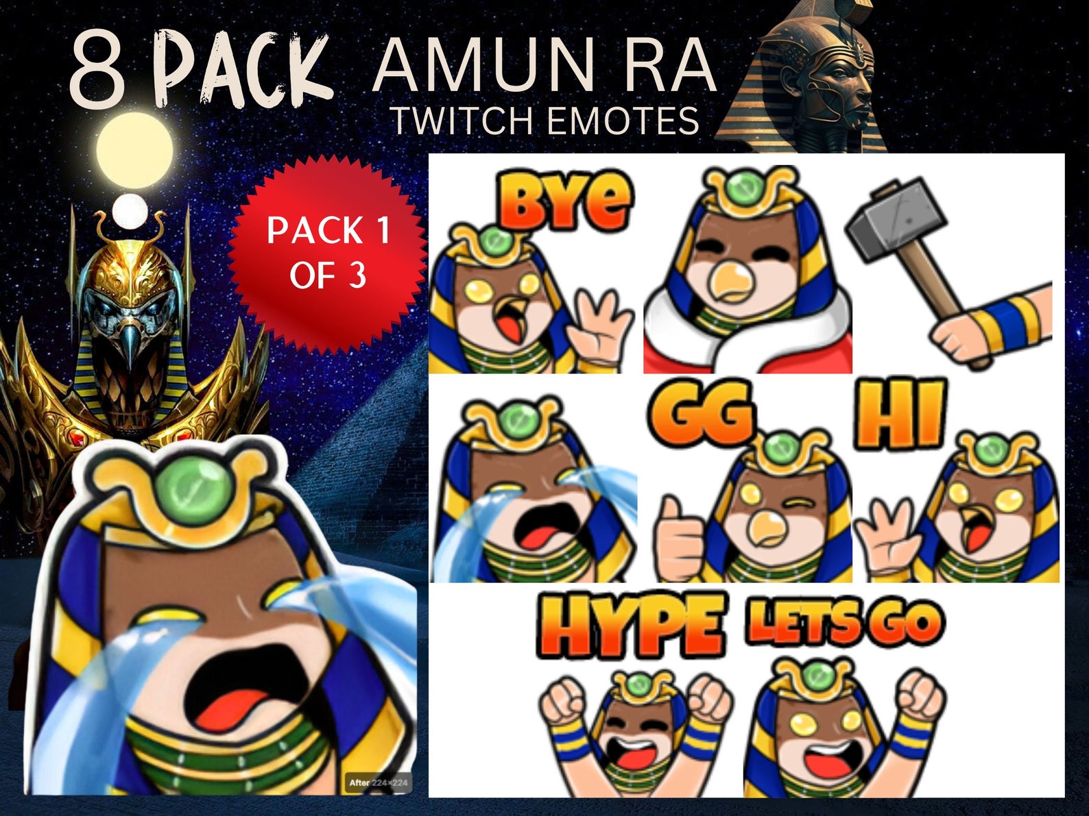 Twitch Amun Ra Emotes, Sun God , Sub Emotes, Discord Emotes, Twitch ...