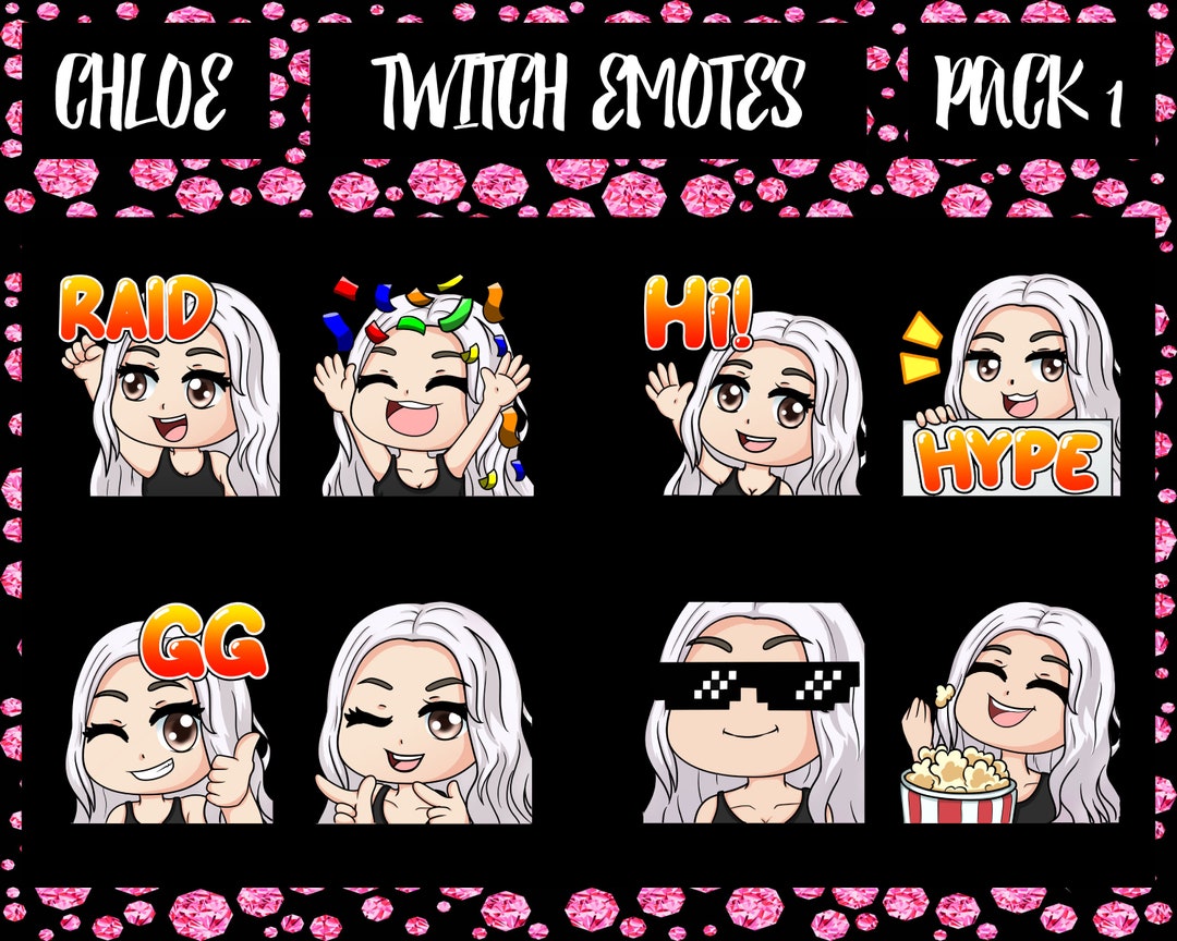 Twitch Female Emotes Chloe-blonde Hair Hazel Eyes Pale Skin - Etsy