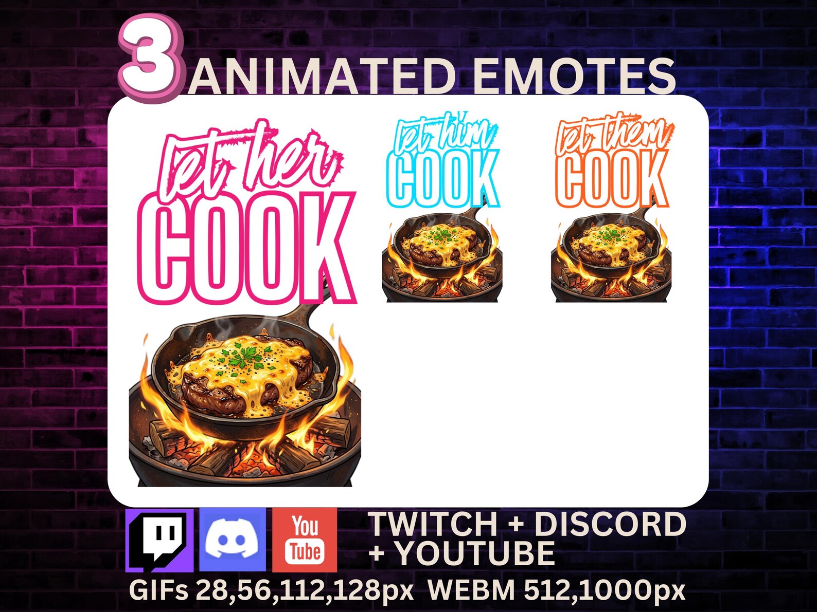 3 Animated Emotes: Let Her, Him, Them Cook (digital Download) - Etsy