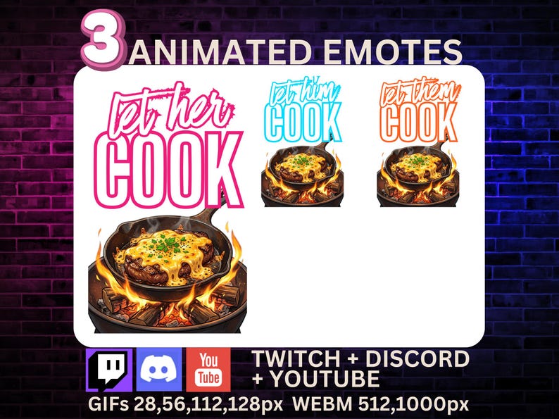 3 Animated Emotes: Let Her, Him, Them Cook (digital Download) - Etsy