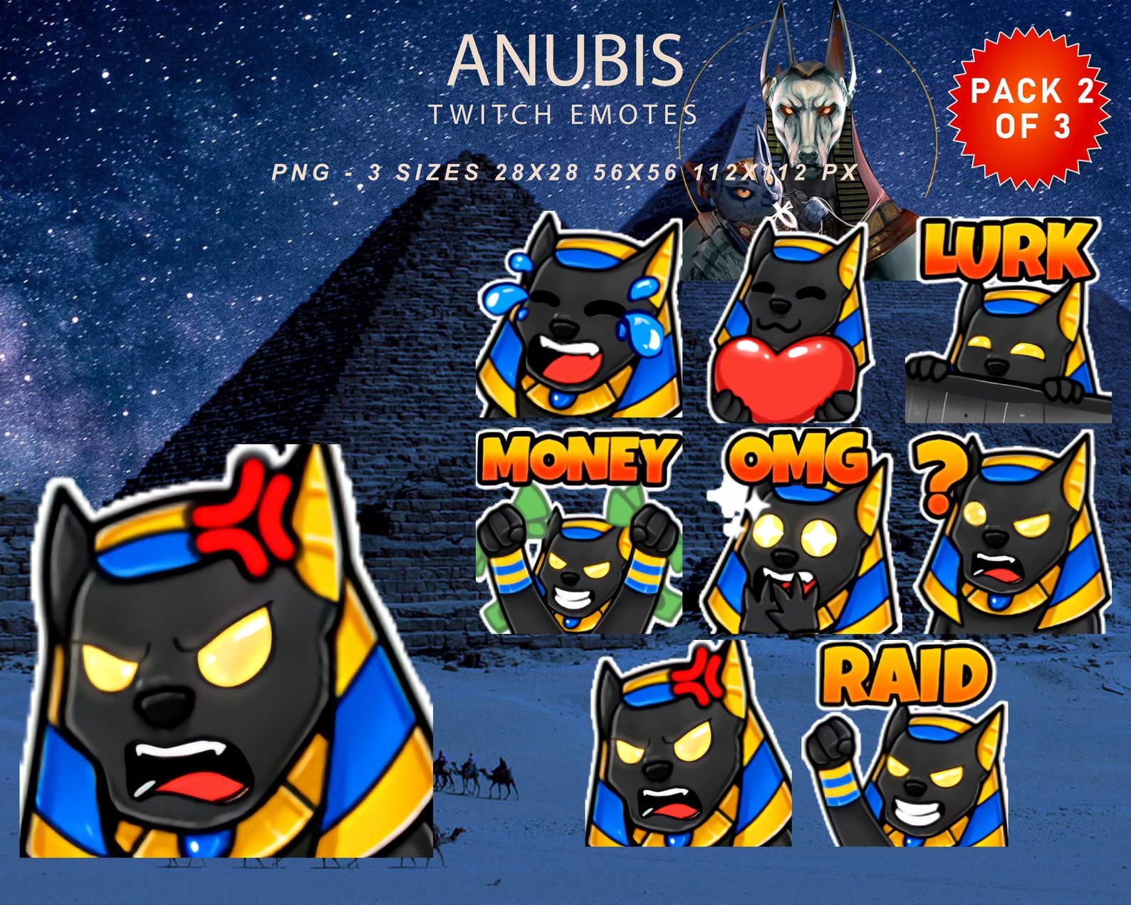 Twitch Anubis Emotes, God of the Dead, Sub Emotes, Discord Emotes ...