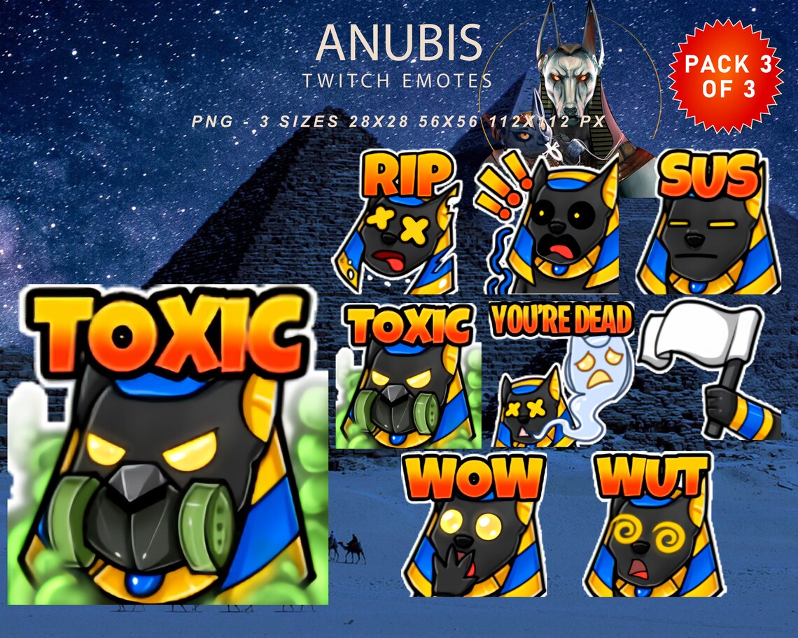 Twitch Anubis Emotes, God of the Dead, Sub Emotes, Discord Emotes ...