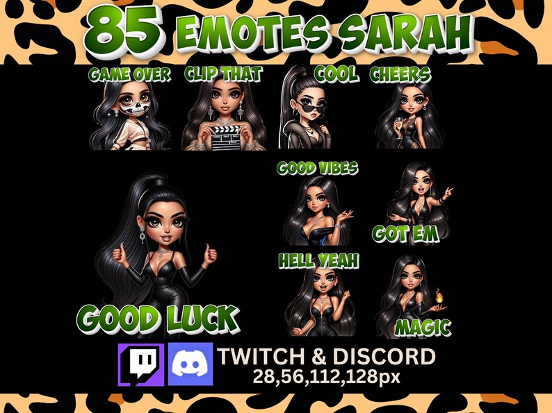 85 Sarah Female Emotes Girl Emote Twitch Discord Kick Sub Bit Badges ...