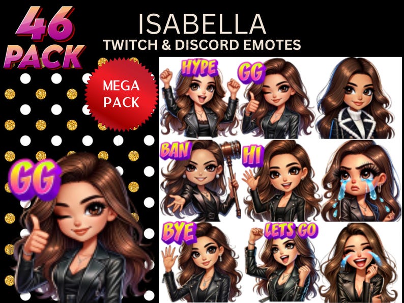 46 Twitch Female Emotes, Mega Pack, Isabella, Twitch Girl Emote, Sub ...