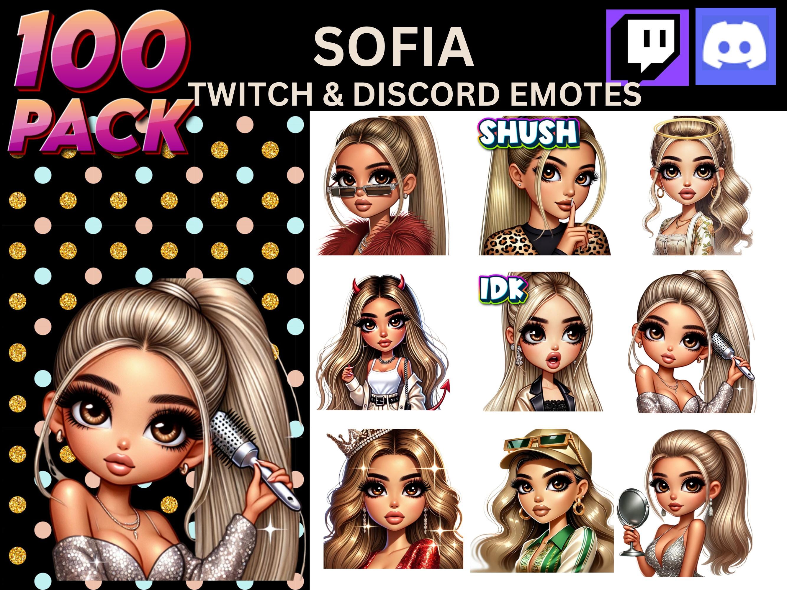 100 Female Emotes Girl Emote Twitch Discord Kick Sub Bit Badges Emojis ...