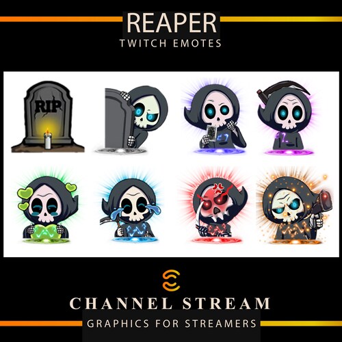 Grim Reaper Twitch Sub Badges Horror Emote Stream Emote - Etsy