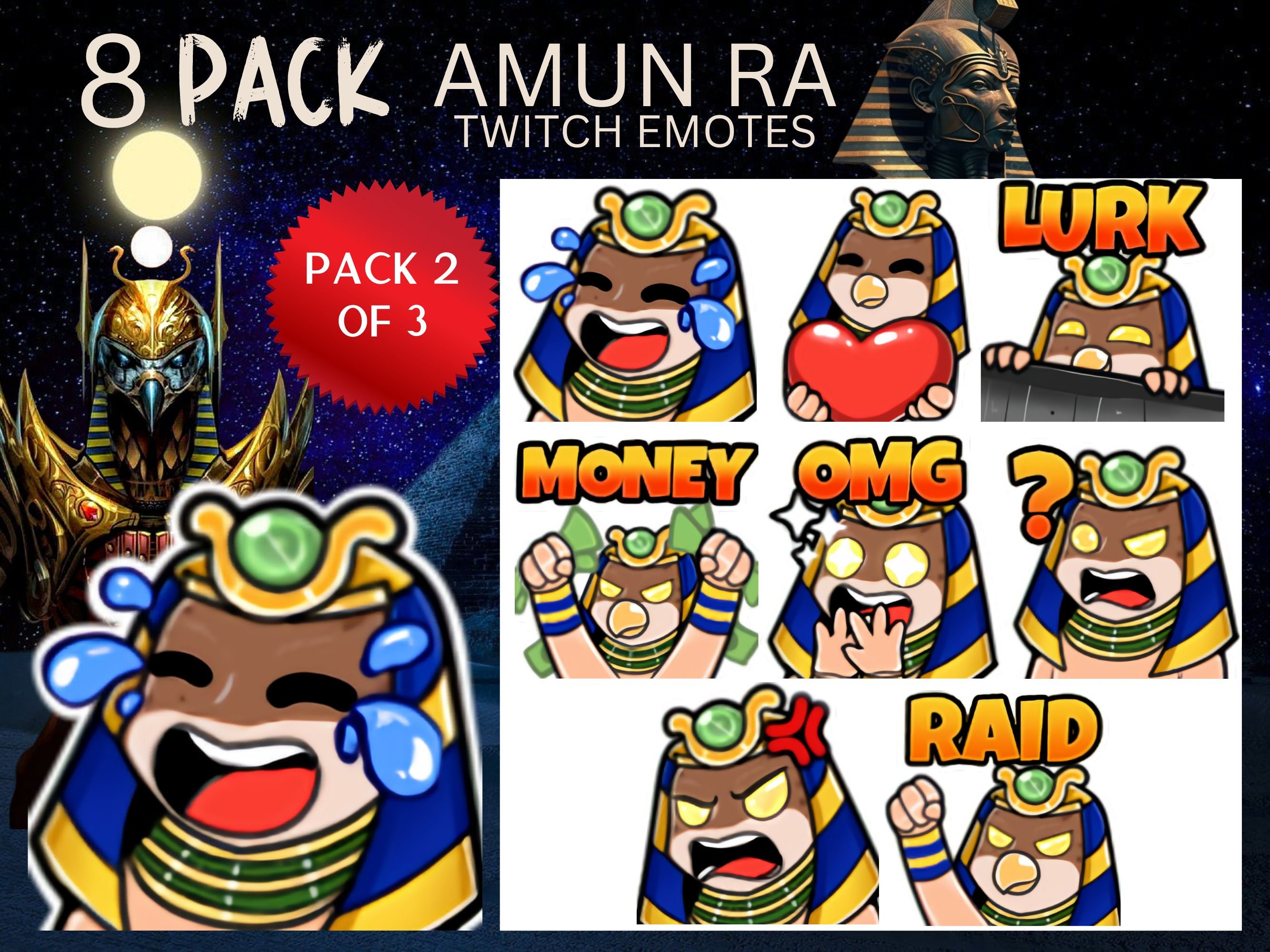 Twitch Amun Ra Emotes, Sun God , Sub Emotes, Discord Emotes, Twitch ...