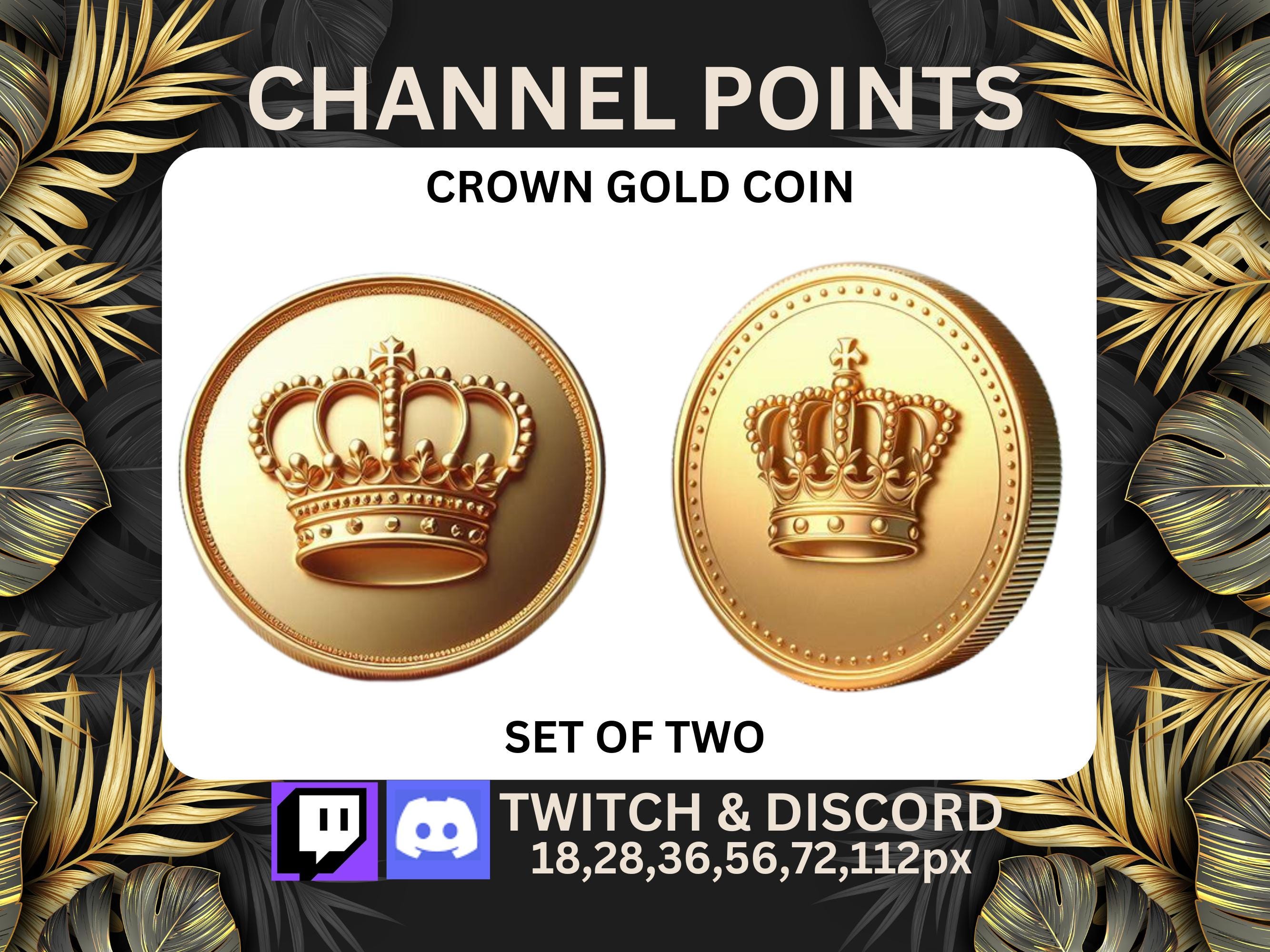 Crown Gold Coin Channel Points Twitch Discord Kick Sub Bit Badges ...