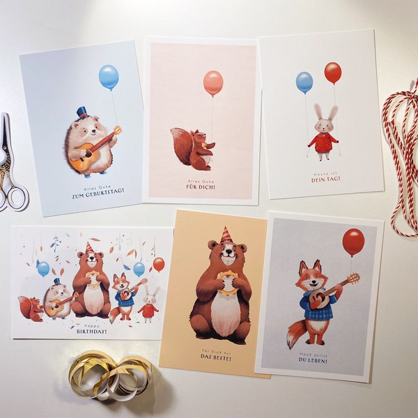 Birthday Card Animal - Etsy