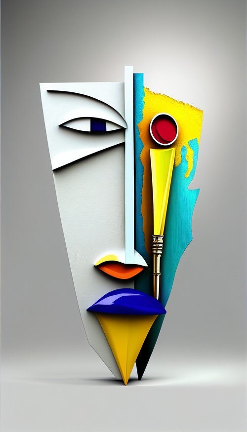 Abstract Face File Digital Art Wall Art Square High Quality Artwork ...