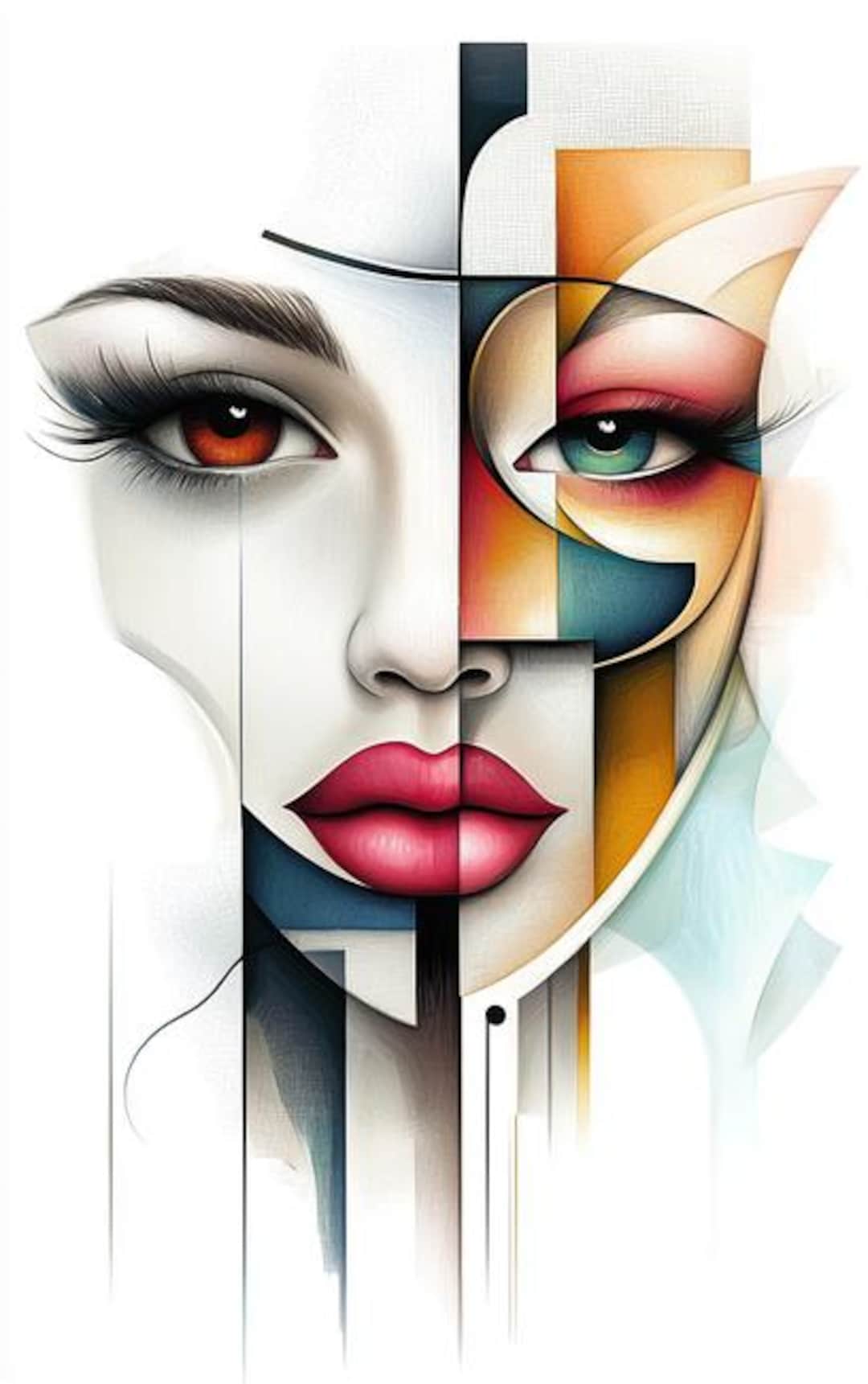 4x Abstract Face Art Print: Modern Home Decor (digital Download) - Etsy