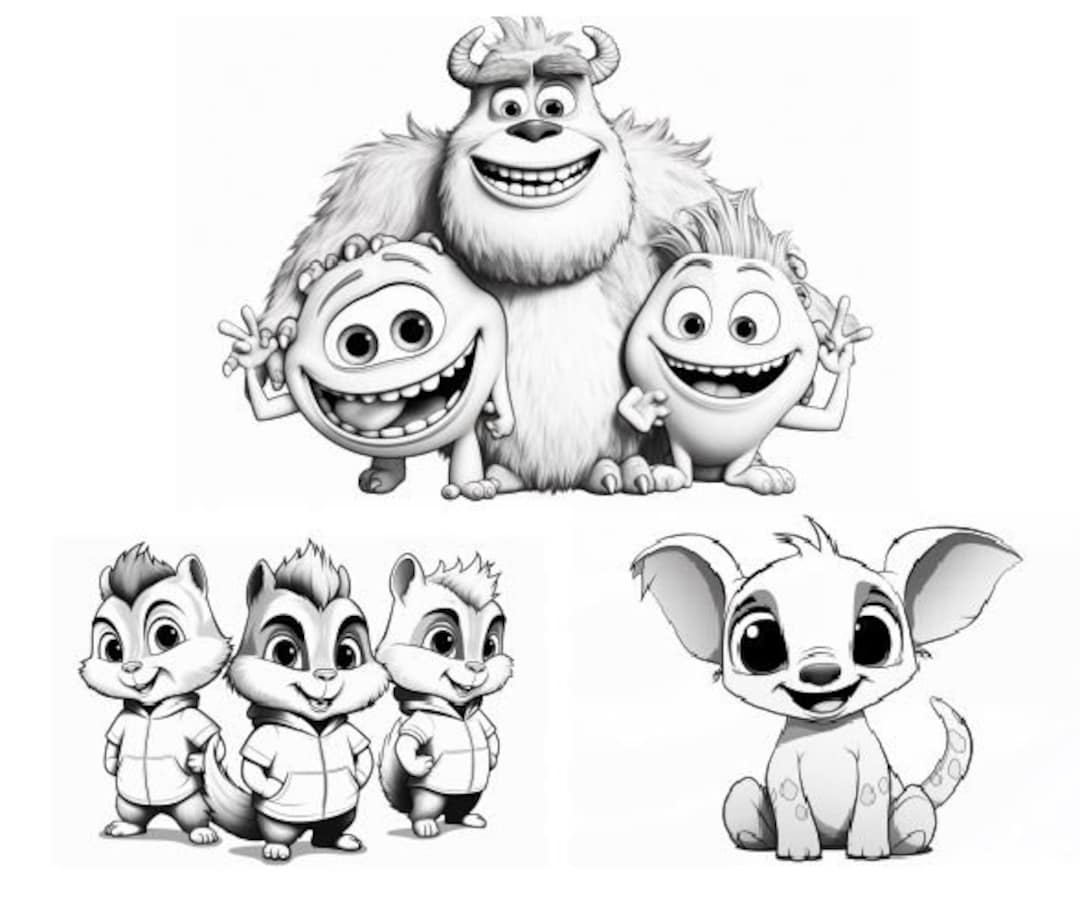 20 Cartoon Characters Coloring Pages for Kids - Instant Download - Etsy