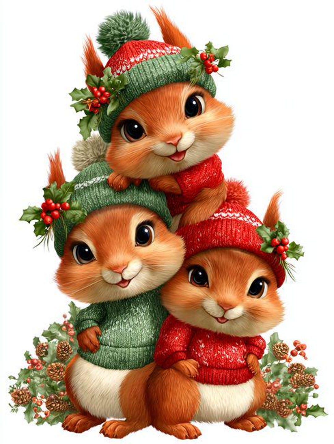 Christmas Animal Clipart | Winter Squirrels & Cows in Red Hats | Funny ...