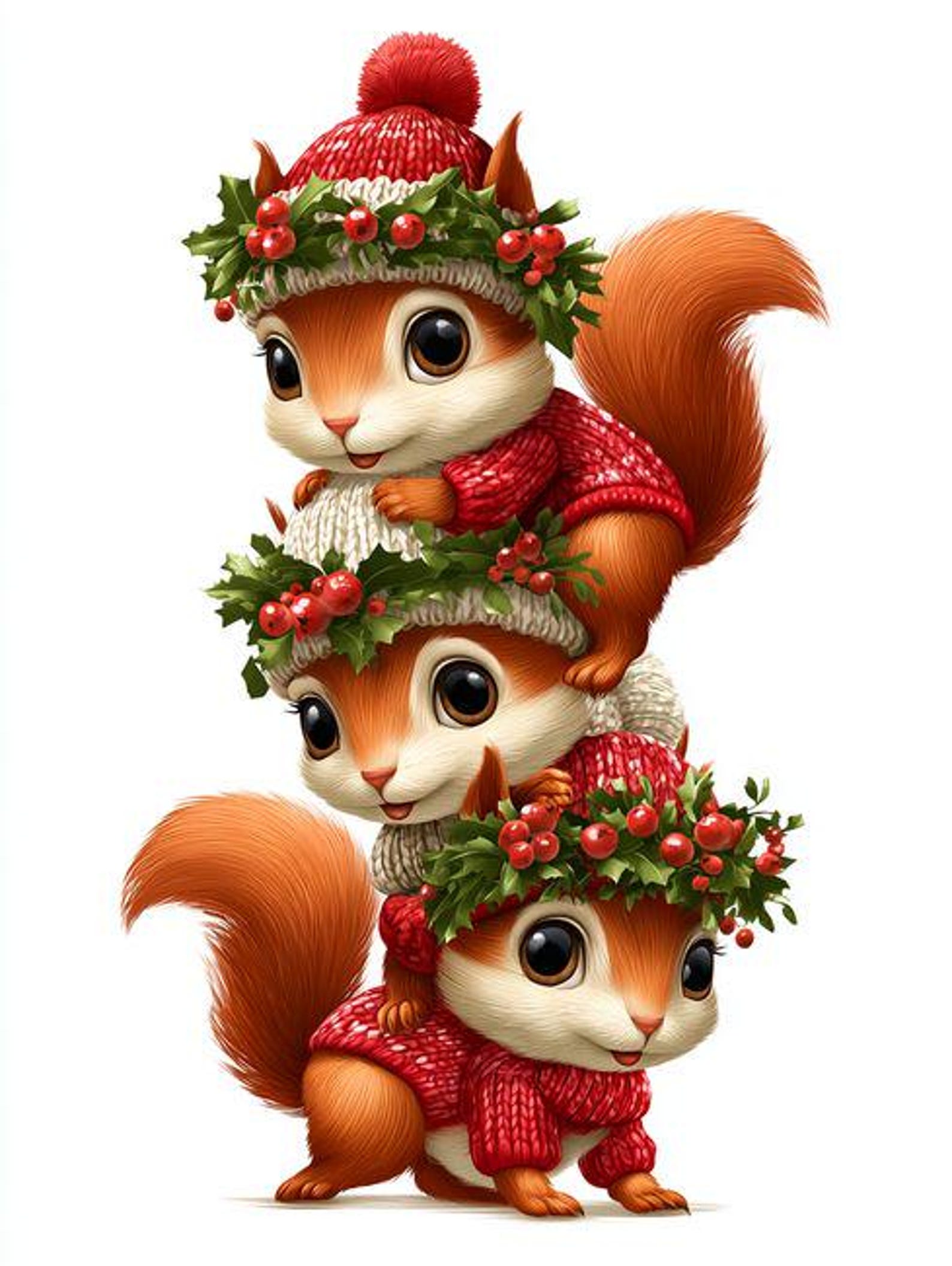 Christmas Animal Clipart | Winter Squirrels & Cows in Red Hats | Funny ...