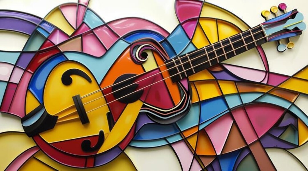 Abstract Mandolin Art Print: Colorful Music Wall Decor (digital ...