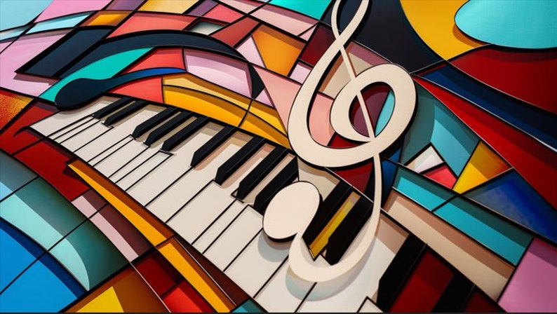 Abstract Piano Art Print: Colorful Music Room Decor (digital Download ...