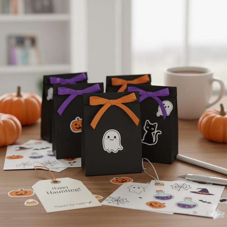 Cute Halloween Stickers PNG, Kawaii Ghost Pumpkin Bats, Clipart ...