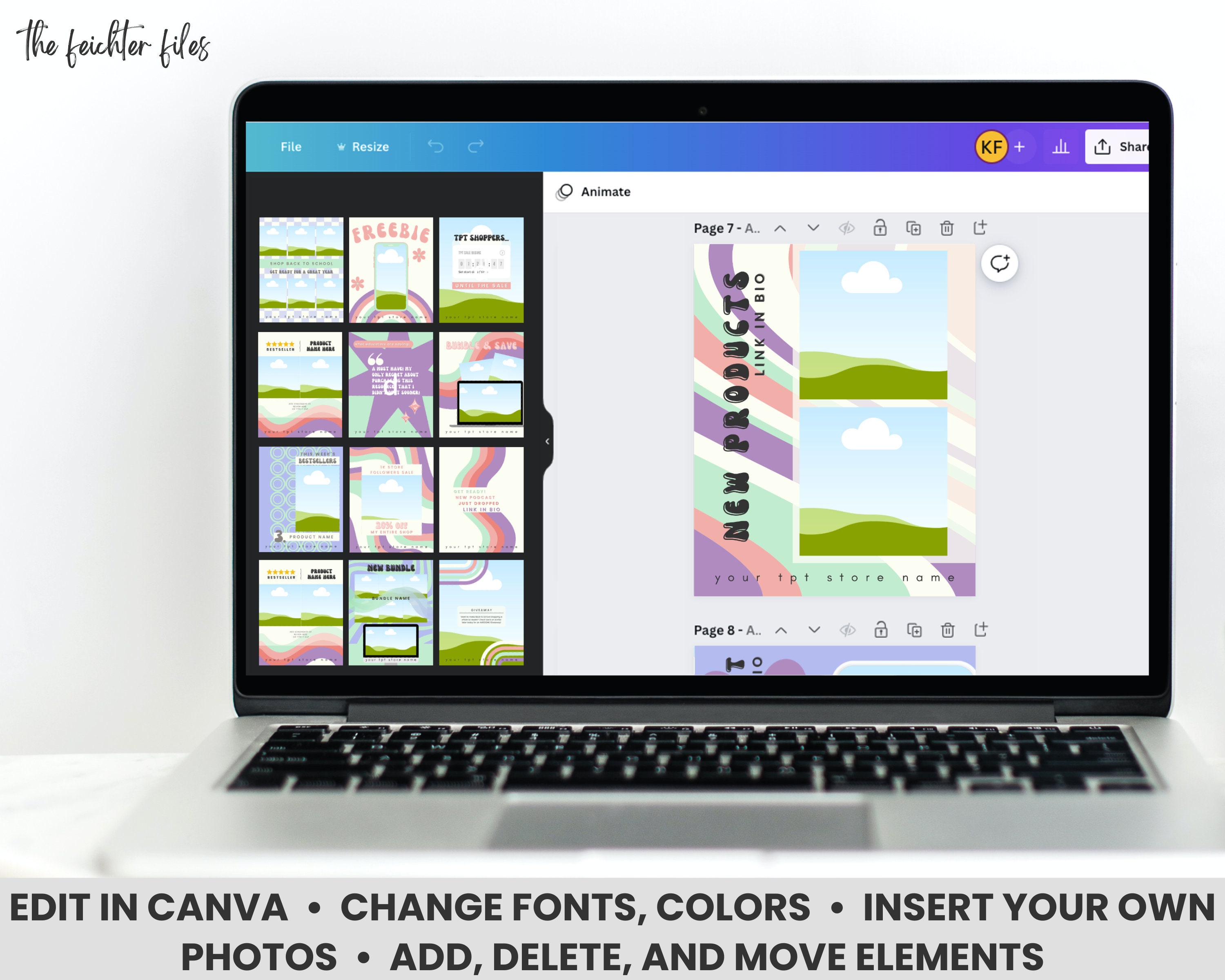 Instagram Templates for Teacher Authors | Groovy Canva Bundle (digital ...