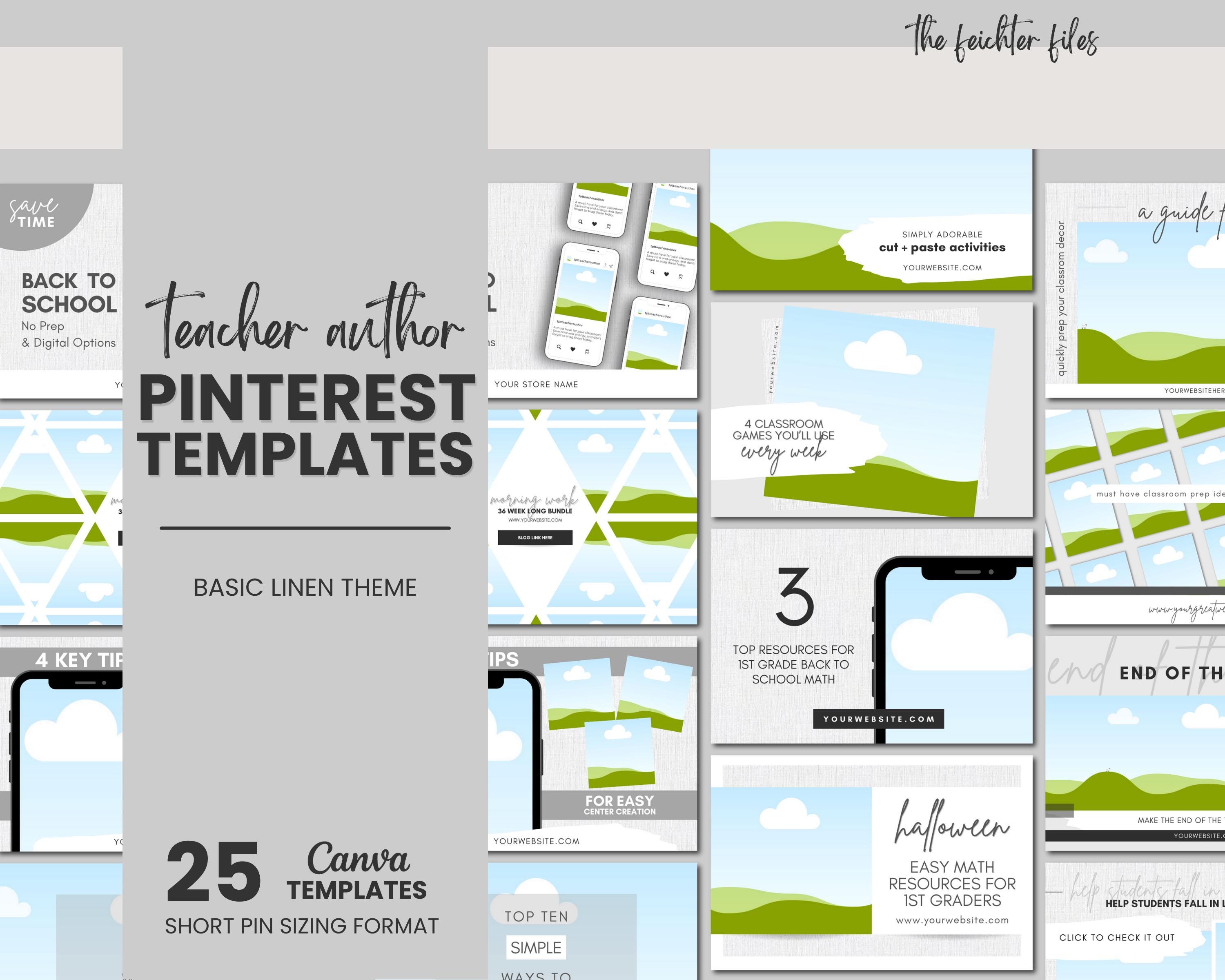 Pinterest Pin Canva Template TPT | Teacher Author | Teacher Seller ...