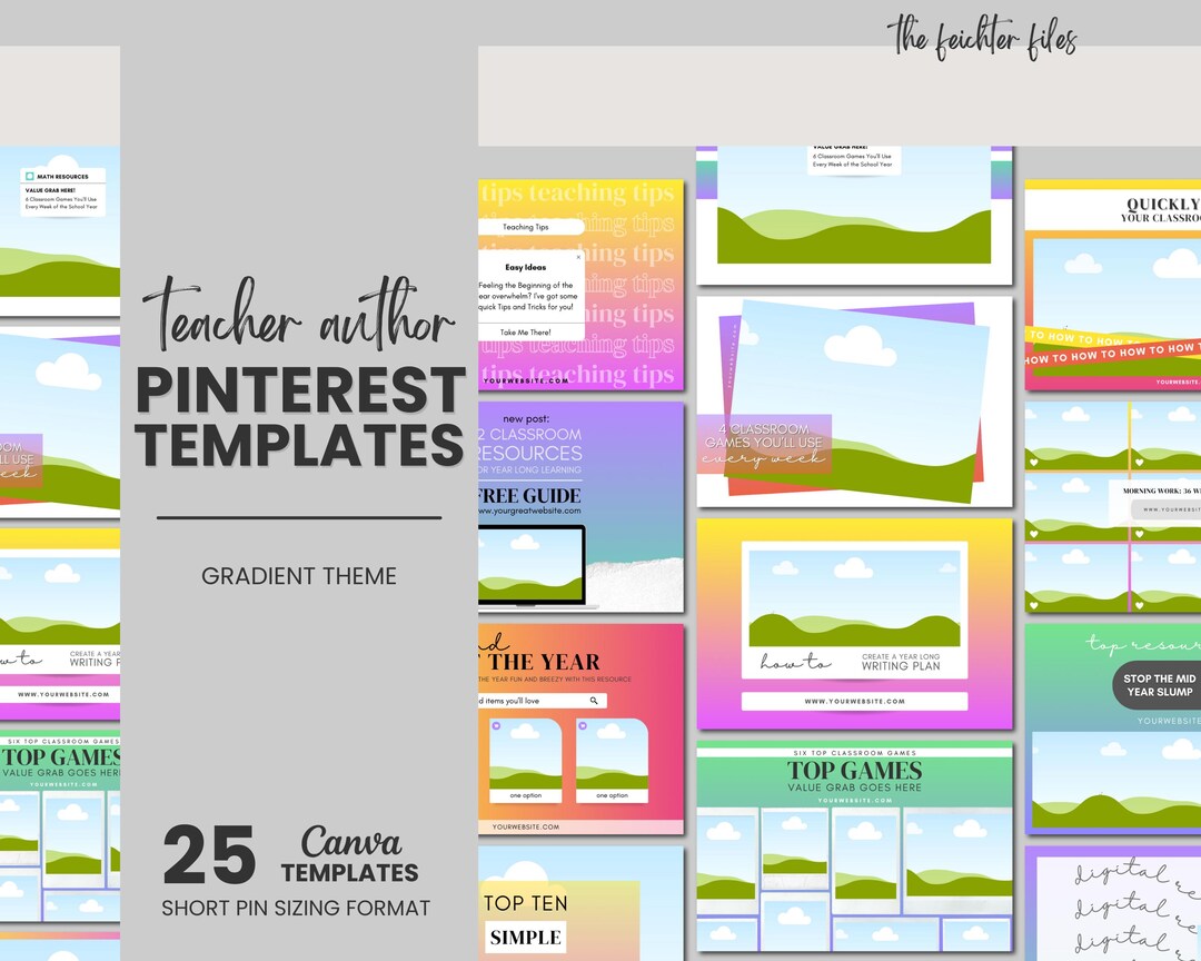 Pinterest Pin Canva Templates | Gradient Theme for Teacher Authors ...