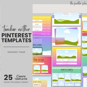 Pinterest Pin Canva Templates | Gradient Theme for Teacher Authors ...