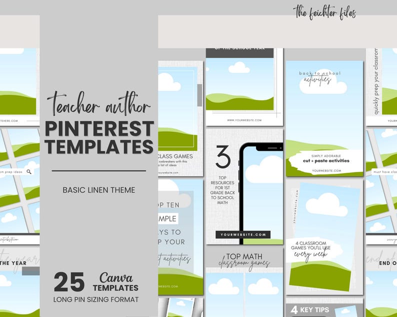 Pinterest Templates for Teacher Authors | Canva Basic Linen Theme ...