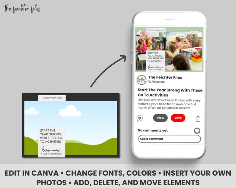 Pinterest Pin Canva Templates | Teacher Authors, Basic Linen Theme ...